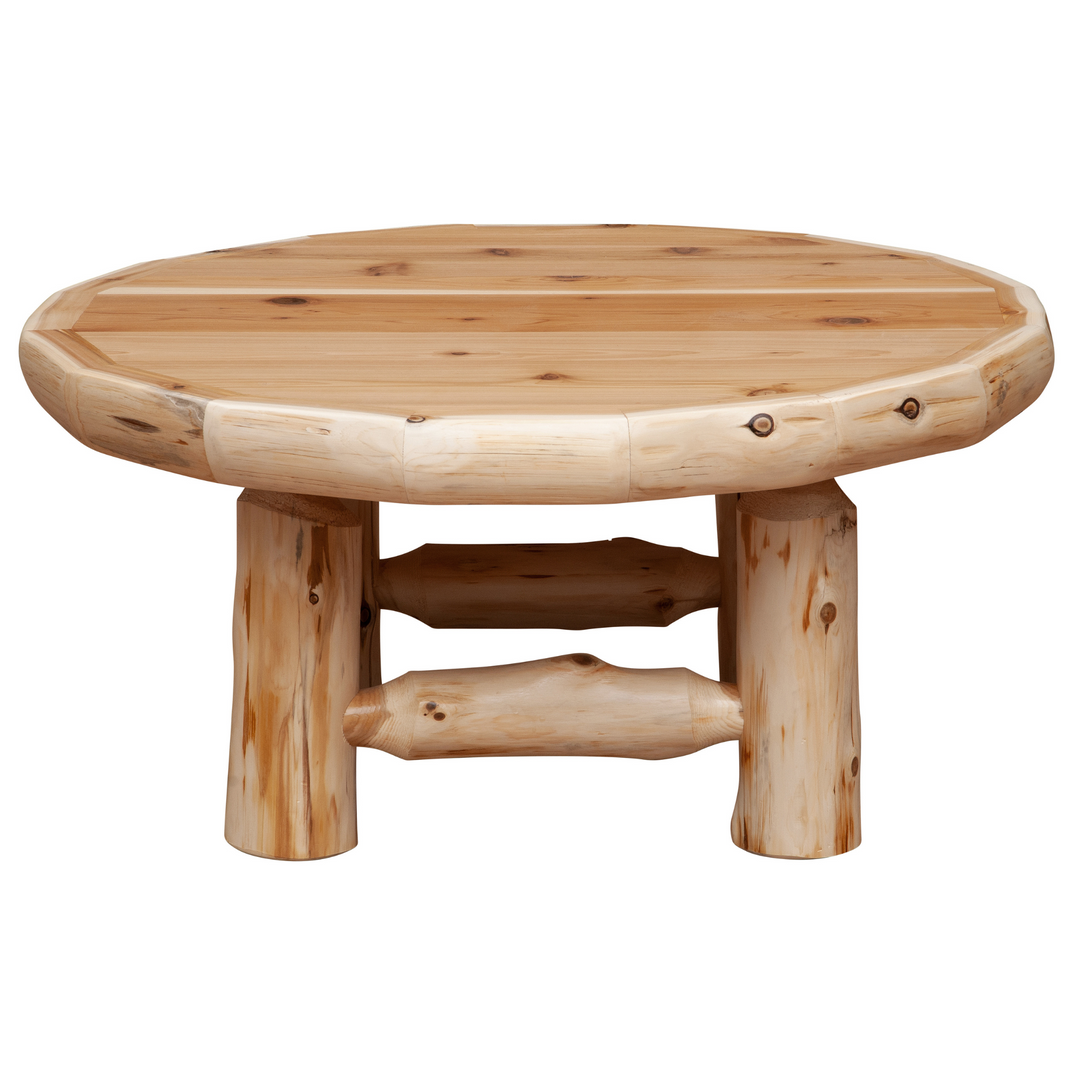 Fireside Lodge Round Cedar Log Coffee Table – Rustic & Cozy