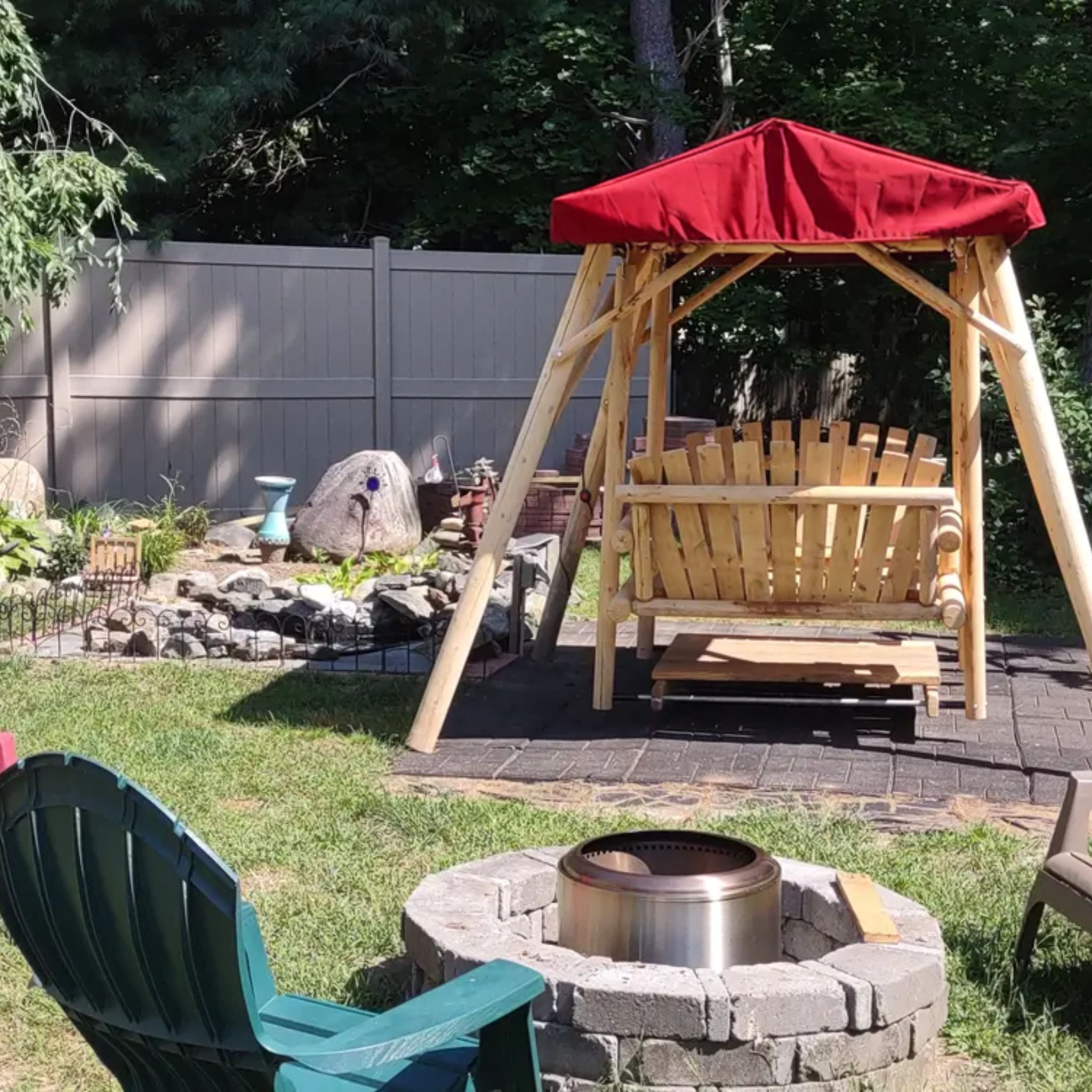 Stylish Moon Valley Double Glider Swing for Outdoor Comfort — Rustic ...