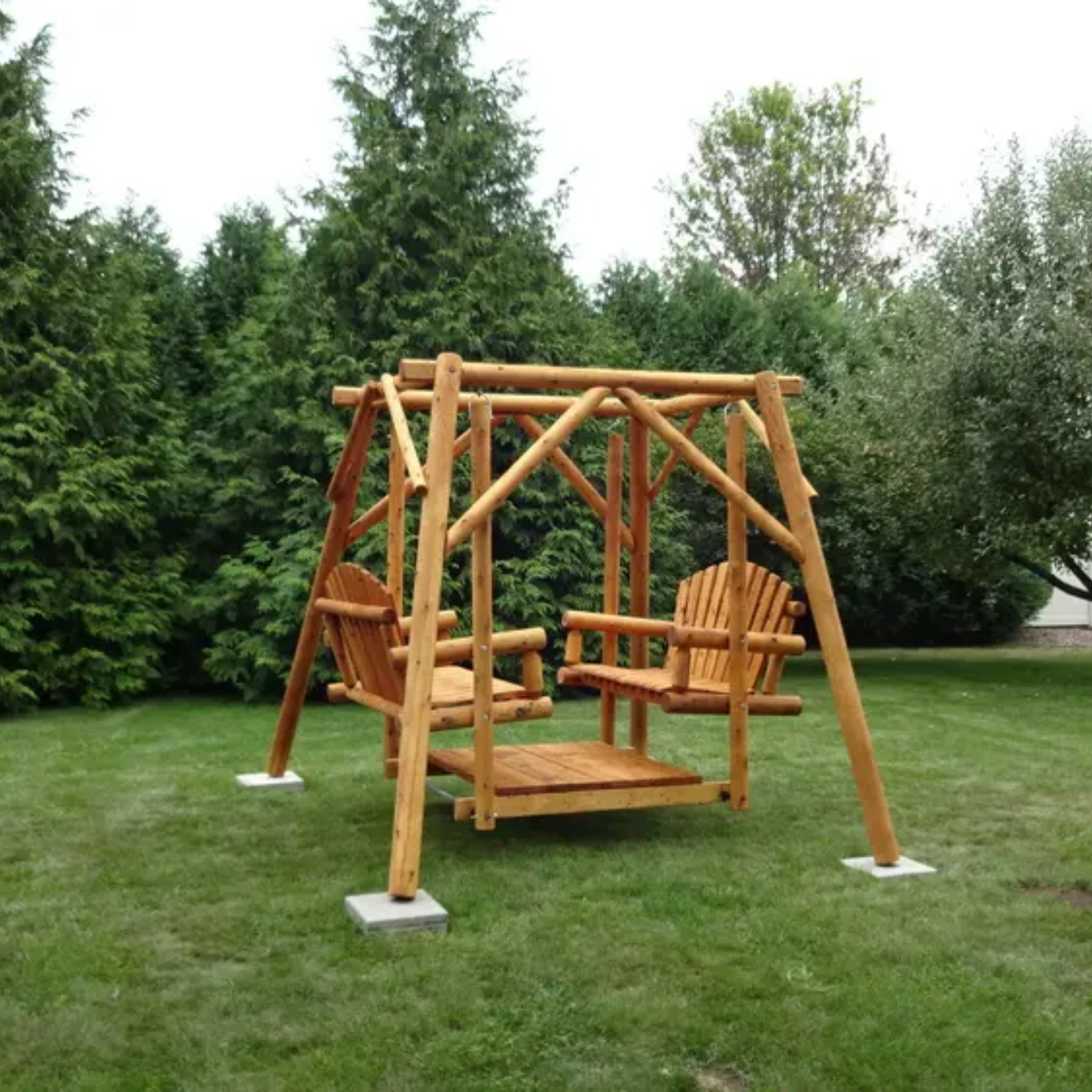 Stylish Moon Valley Double Glider Swing for Outdoor Comfort — Rustic ...