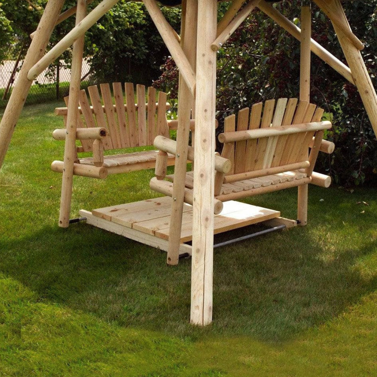Stylish Moon Valley Double Glider Swing for Outdoor Comfort — Rustic ...