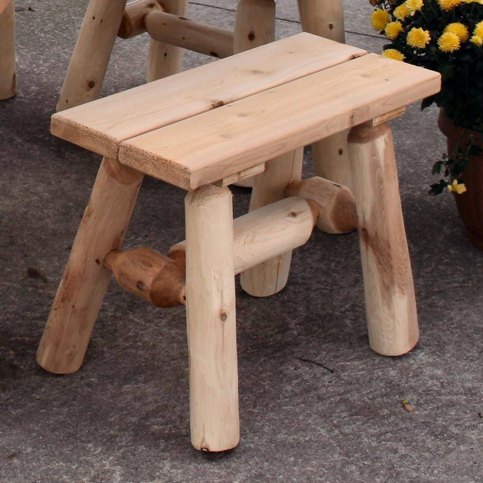 Lakeland Mills Cedar Log Outdoor Dining Set with 4 Benches - Rustic ...