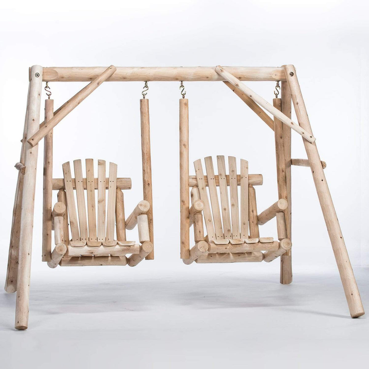 Lakeland Mills Cedar Log Double Chair Swing - Rustic Furniture Marketplace