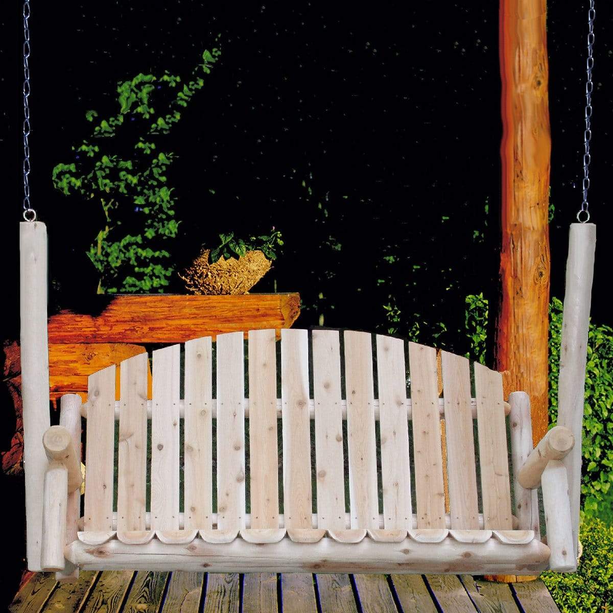 Lakeland Mills Cedar Log 5' Country Porch Swing - Rustic Furniture ...